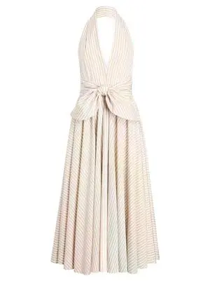 PATOU Halterneck Knot Midi Dress - Neutrals