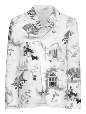 Thom Browne Hector Toile Print Cutaway Jacket - White