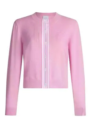 Patou Striped Placket Cardigan - Pink