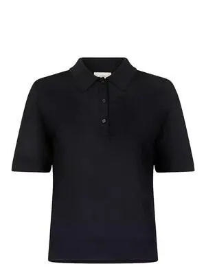 Loulou De Saison Migo Button Ribbed Polo Shirt - Black