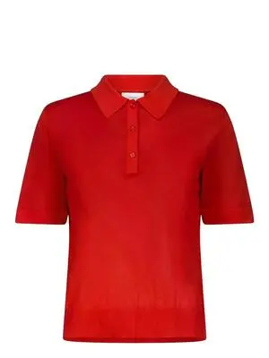 Loulou De Saison Migo Button Ribbed Polo Shirt - Red
