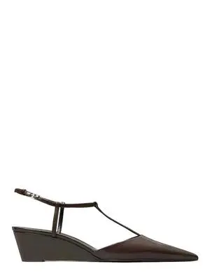 Tory Burch Gigi T-strap Wedge - Brown