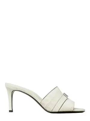 Tory Burch Leelee Croc-embossed Mules - White