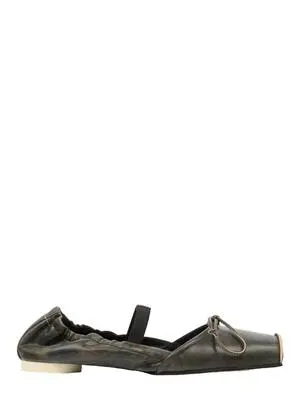 MAISON MARGIELA Square Toe Bow Ballerina Shoes - Brown