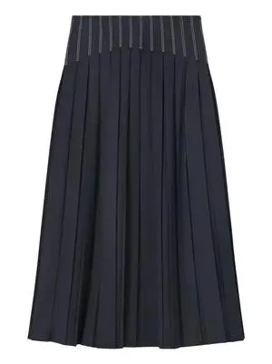 Tory Burch Wool Twill Pleated Skirt - Black