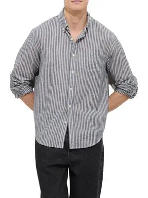 ALEX MILL Mill Stripe Chambray Button-down Shirt - Blue/white
