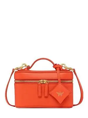 Mcm Vanity Case In Maxi Monogram Leather - Orange