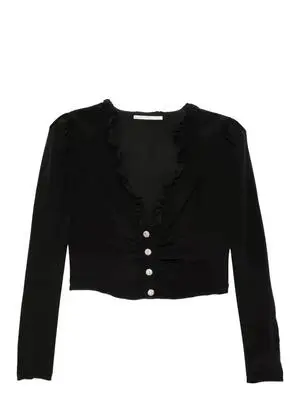 Alessandra Rich Lace-trim Buttoned Blouse - Black