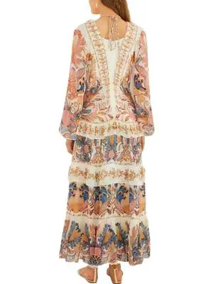 Farm Rio Tiered Ruffled Maxi Dress - Neutrals