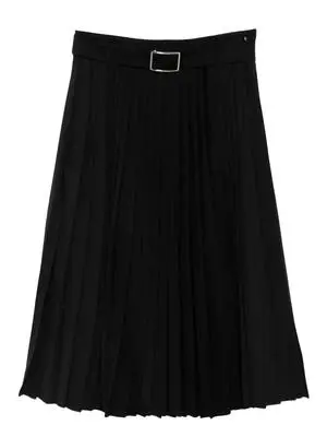 Sportmax Belted Pleated Midi Skirt - Black
