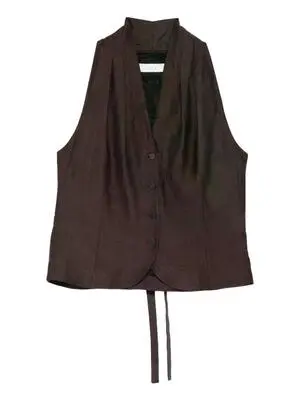 TELA Button Tie Waistcoat - Brown