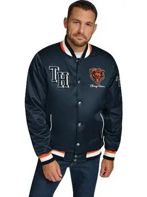 Tommy Hilfiger Chicago Bears Dante Satin Jacket - Navy