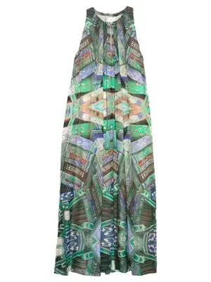 HUI HUI Floral-print Maxi Dress - Green