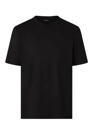 Zegna Piqué Cotton T-shirt - Black