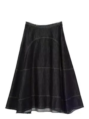 TELA Raw-edge Panelled Midi Skirt - Blue