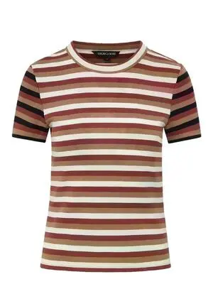 Veronica Beard Pruitt Striped T-Shirt Red