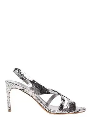 DEL CARLO Cannes Strappy Snakeskin-effect Sandals - Silver