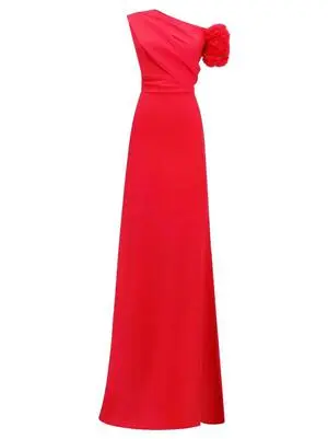 GEMY MAALOUF One-shoulder Gown With Ruffle Detail - Red