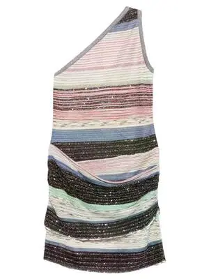 Missoni Striped One-shoulder Mini Dress - Neutrals
