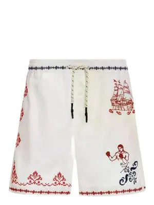 Agua Bendita Embroidery Elastic Shorts - White