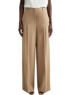 Lafayette 148 New York Thames Tropical Wool Blend Wide Leg Pants - Brownstone