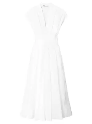 Tory Burch V-neck Linen Blend Dress - White