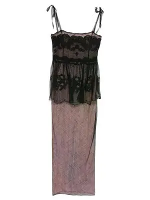 Alessandra Rich Lace-tie Evening Dress - Black