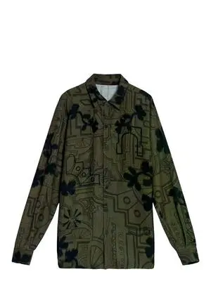 Agua Bendita Button Patch Print Shirt - Green