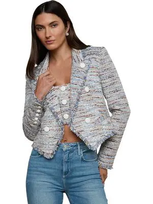 L'Agence Marv Tweed Blazer - Blue/beige Tweed