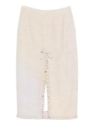 Alessandra Rich Bow-embellished Sequined Midi Skirt - Neutrals