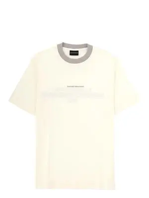 Emporio Armani T-shirt With Logo And Embroidery Ivory