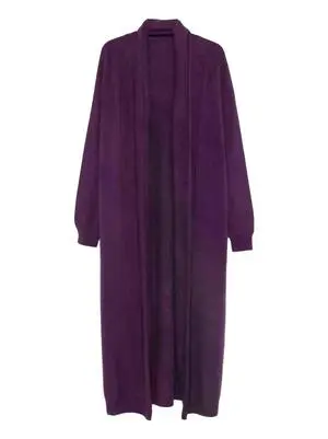 Frenckenberger Open-front Long Cardigan - Purple