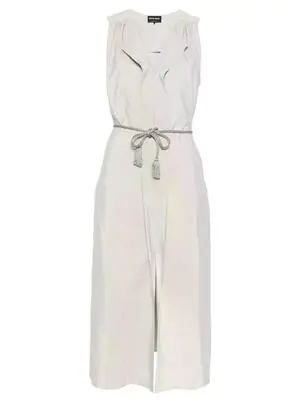 Giorgio Armani Shawl Tassel Midi Dress - Neutrals