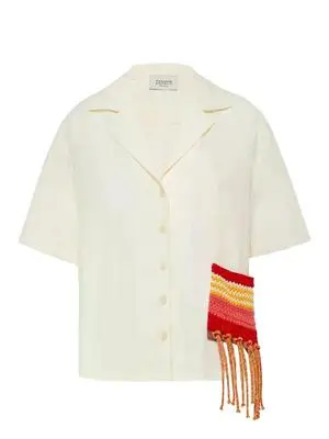 LANEUS Fringed-pocket Shirt - Neutrals