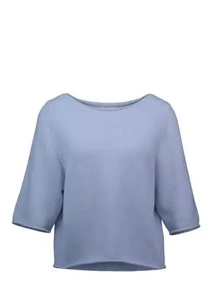 ALLUDE Boatneck Knitted Sweater - Blue