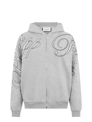 Philipp Plein Chenille Zip Hoodie - Grey