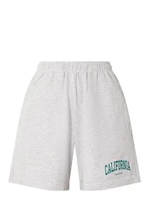 SPORTY & RICH California Printed Cotton-blend Jersey Shorts - Gray