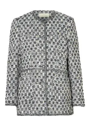 LIBEROWE Diya Metallic Tweed Blazer - Silver