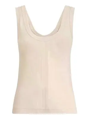 Brunello Cucinelli Stretch Cotton Ribbed Jersey Top With Monili - Neutrals