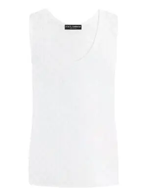 DOLCE & GABBANA Diamond-pattern Perforated Cotton Tank Top