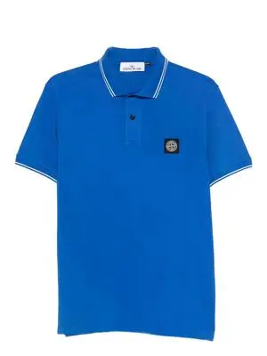 Stone Island Logo-patch Piped Polo Shirt - Blue