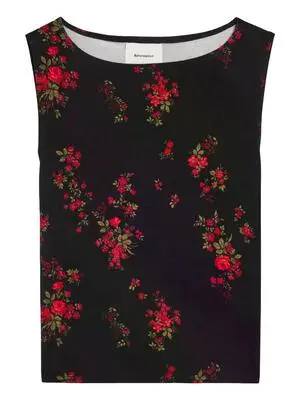 REFORMATION Floral-print Sleeveless Top - Black
