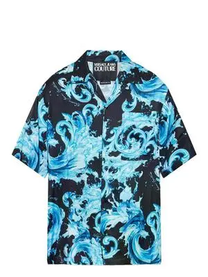 Versace Barocco Print Pocket Shirt - Blue