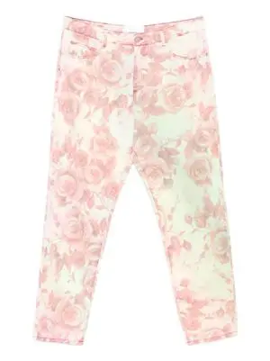 BLUGIRL Floral-print Five-pocket Jeans - White