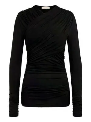 12 STOREEZ Draped Ruched Top - Black