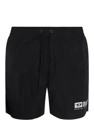 DIESEL Drawstring Logo Swim Shorts - Black