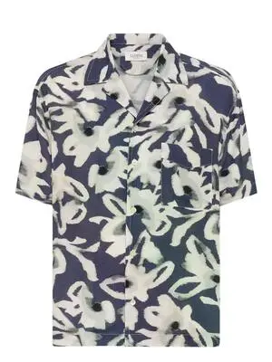 LANEUS Floral-print Shirt - Blue