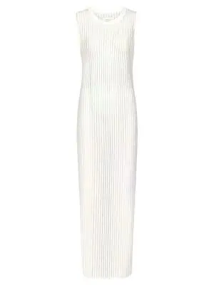 Loulou De Saison Icaria Semi-sheer Ribbed Knitted Maxi Dress - White