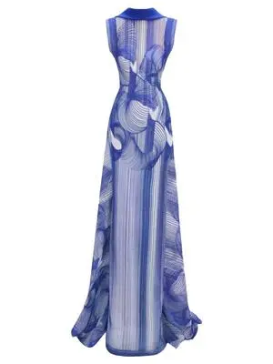 GEMY MAALOUF Embroidered Pattern Maxi Dress - Blue