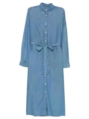 Gant Buttoned Belted Midi Shirt Dress - Blue